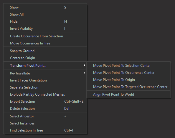 Transform Pivot Point... Menu